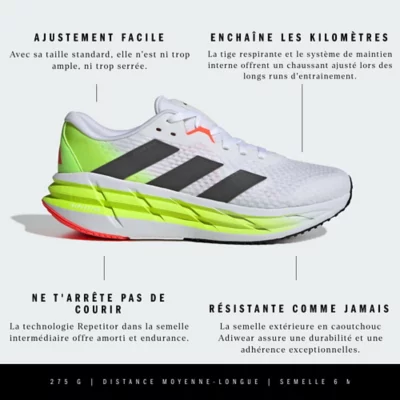 Chaussures De Running Homme Adistar 3 Blanc ADIDAS | INTERSPORT