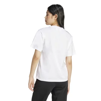 Tee-shirt À Manches Courtes Femme Coton Essentials Petit Logo Blanc ...