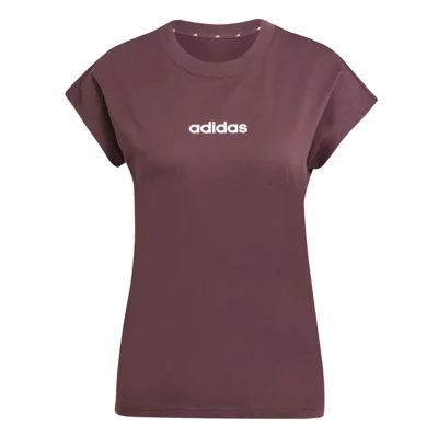 Tee-shirt À Manches Courtes Femme Coton Essentials Linear Rouge ADIDAS ...